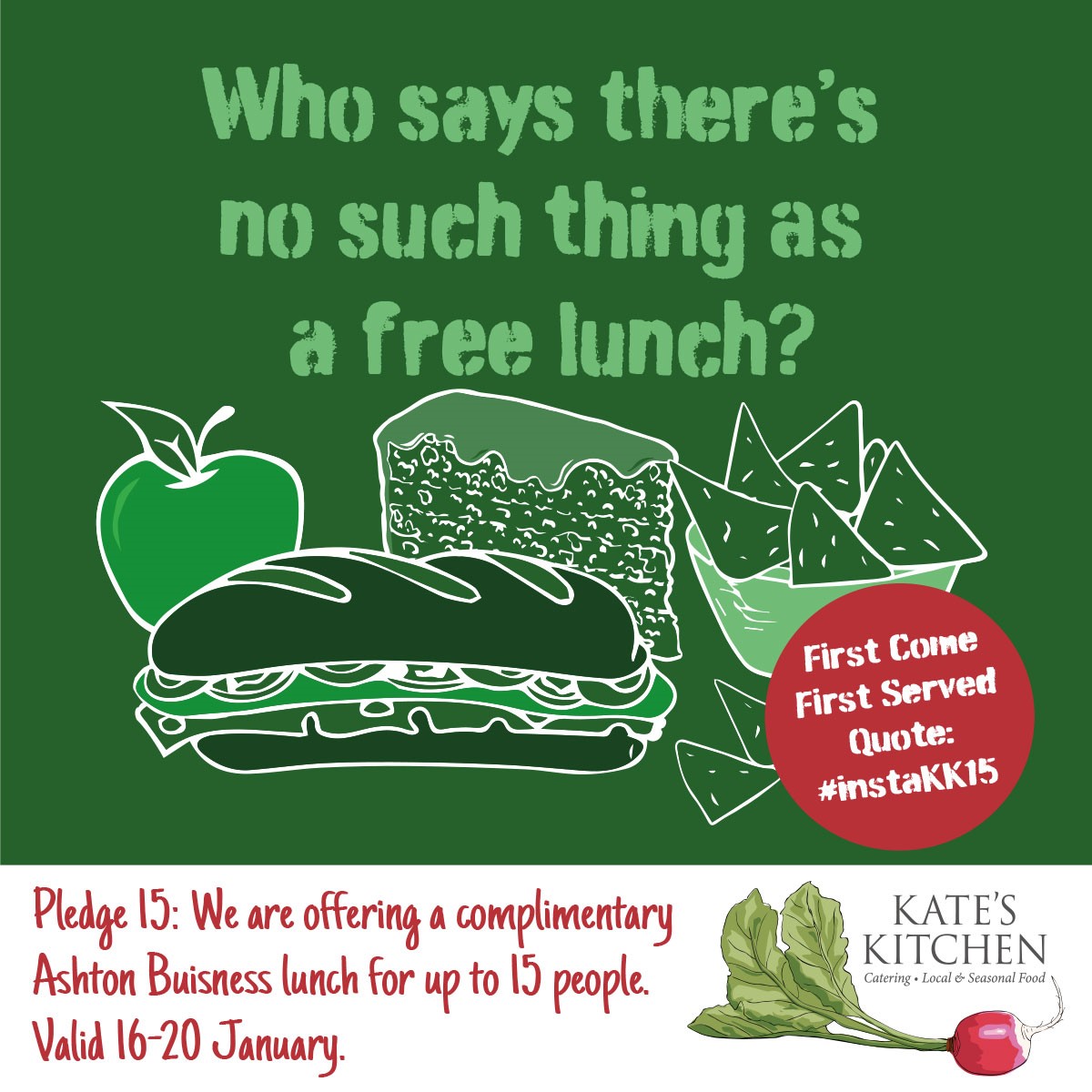 Pledge 15 | Kate's Kitchen Caterers in Bristol